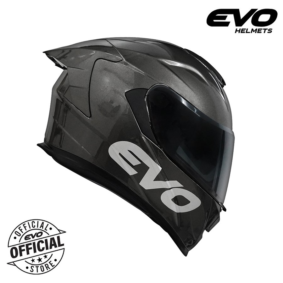 Evo Helmet Full Face GT-Pro Mono Gloss Titanium – Leks Motogears