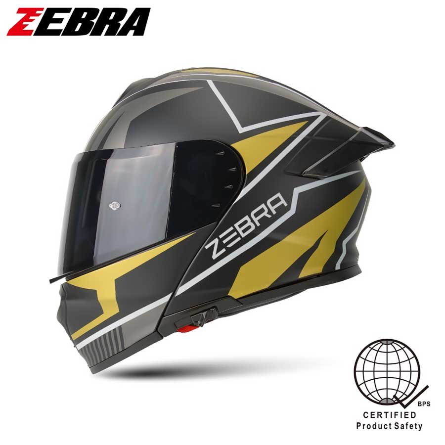 Zebra Helmet Modular A113 Ritzy Edge Matte Black Gold – Leks Motogears