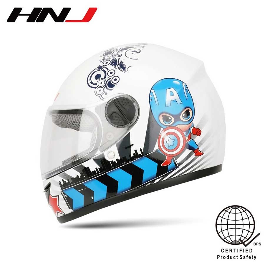 HNJ Helmet Full Face A4-010-K Kids Captain America White – Leks Motogears