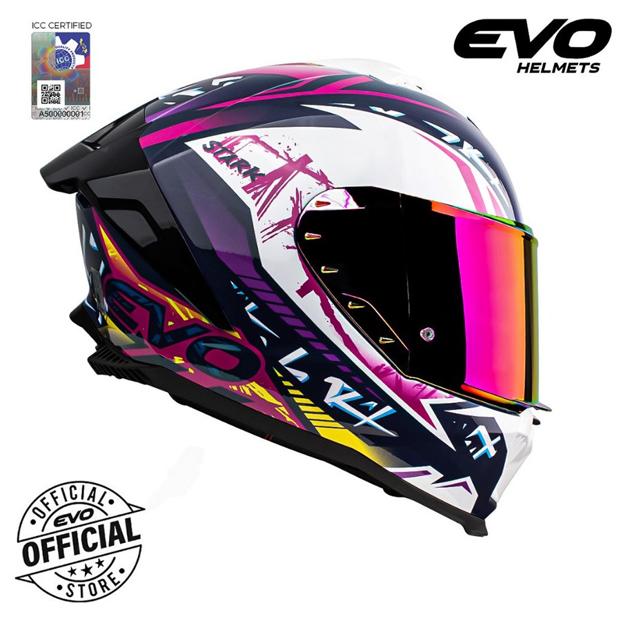 Evo Helmet Full Face SR-X Stark Pink Blue – Leks Motogears
