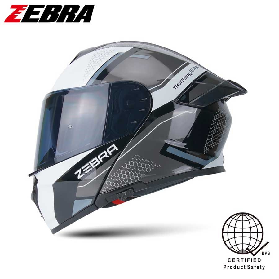Zebra Helmet Modular A113 Ritzy Honeycomb Black White Grey – Leks Motogears
