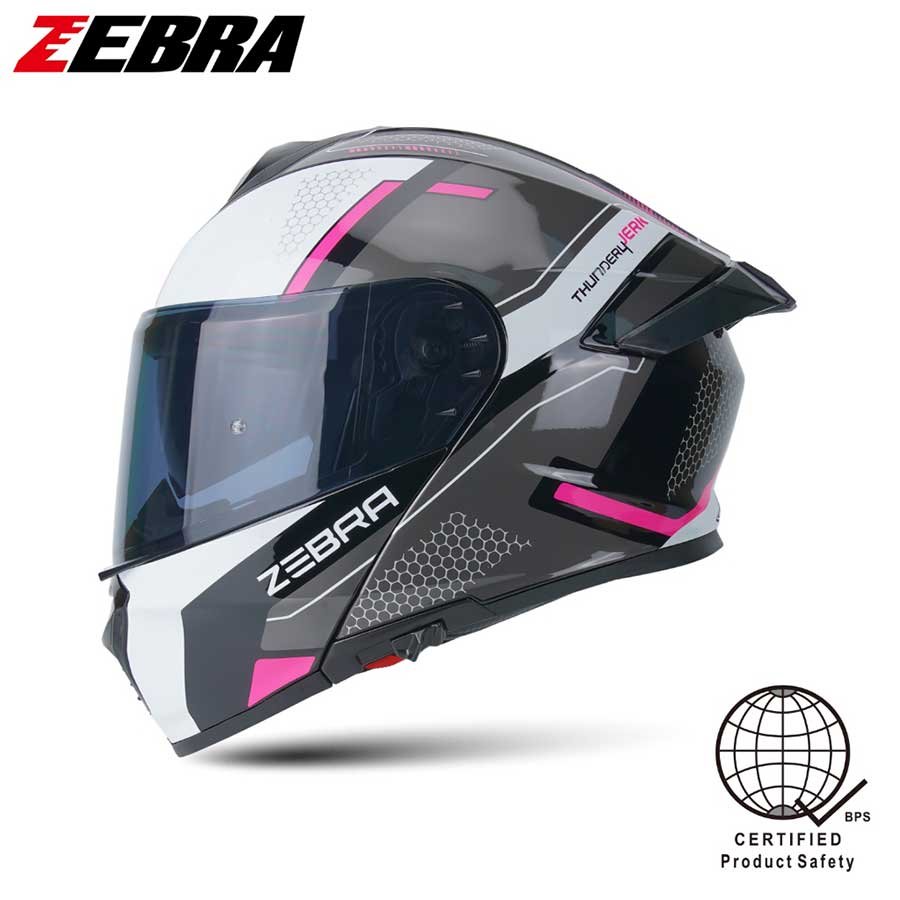 Zebra Helmet Modular A113 Ritzy Honeycomb Black White Purple – Leks ...