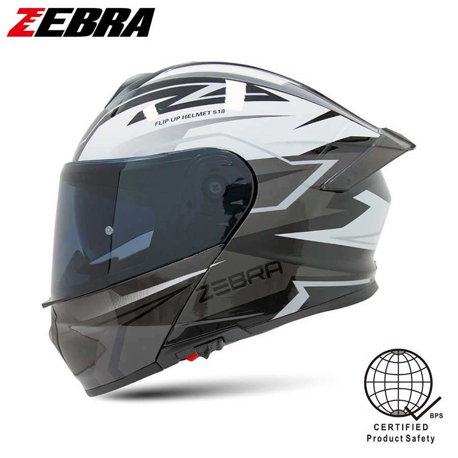 Zebra Helmet Modular A113 Ritzy Cyclone Black Grey – Leks Motogears
