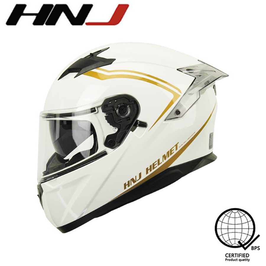 HNJ Helmet Full Face 2025 Luna White Golden – Leks Motogears